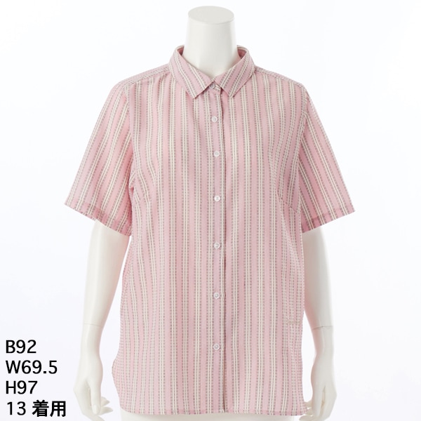 グリーンノート（gree*n[nout]）/ドビーストライプ裏使いブラウス 【グリーンノート】【大きいサイズ】【レディース】【13・15・19】