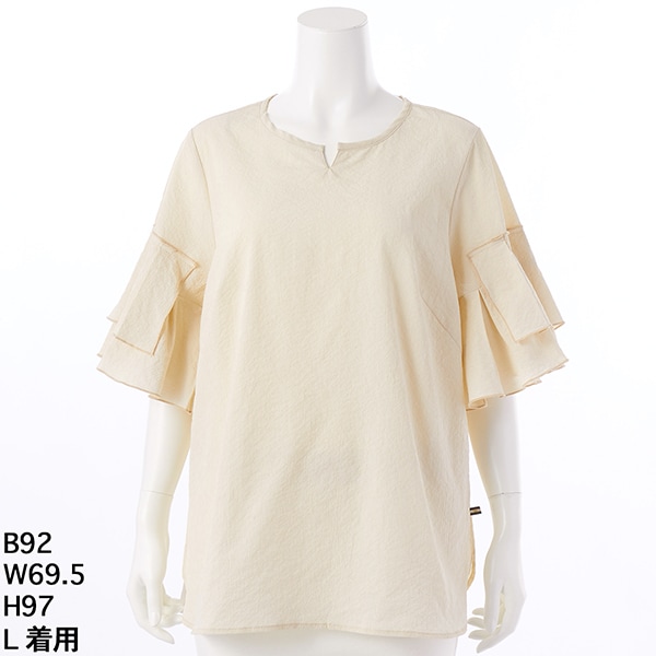 グリーンノート（gree*n[nout]）/ピンストライプ ナチュラルストレッチブラウス【グリーンノート】【大きいサイズ】【L・LL】