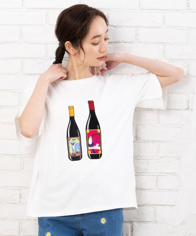 サブ ストリート（sab street）/【大きいサイズ】 9号・15号(M・3L) ワイン刺繍Tシャツ