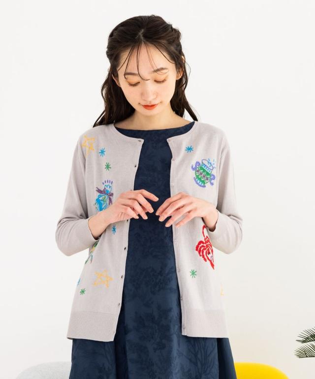サブ ストリート（sab street）/【大きいサイズ】 21号(6L〜) 星座モチーフ刺繍カーディガン