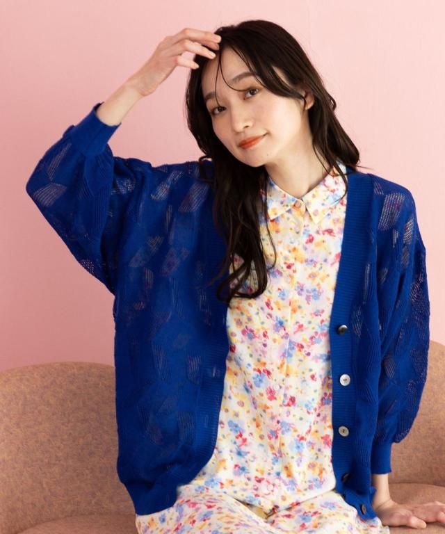 サブ ストリート（sab street）/【大きいサイズ】 9号・15号(M・3L) パターンMIX透かし柄カーディガン