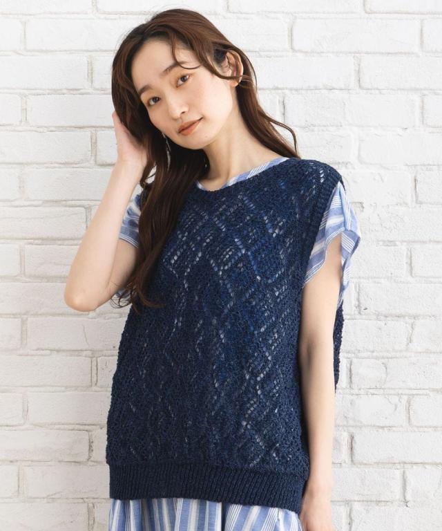 サブ ストリート（sab street）/【大きいサイズ】 9・15・19号 【camifine】WGクロシェ風透かし編みベスト