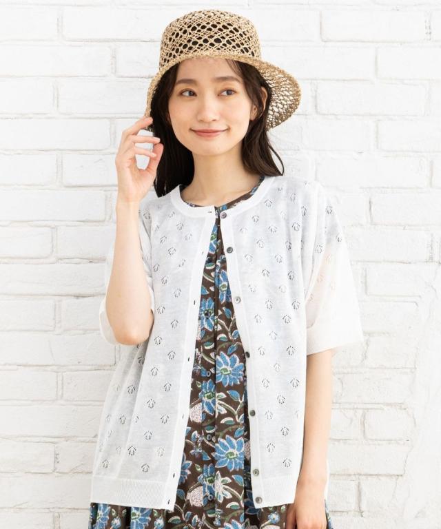 サブ ストリート（sab street）/【大きいサイズ】 9号・15号・19号(M・3L・5L) 透かし柄ラメカーディガン