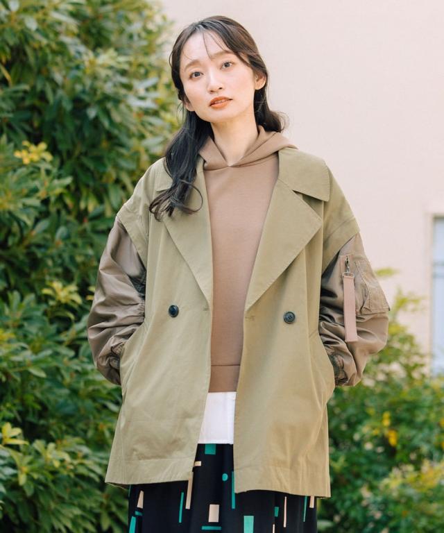 サブストリート（sab street）/【大きいサイズ】 15号(3L) FONTLAB MA−1スリーブショートコート