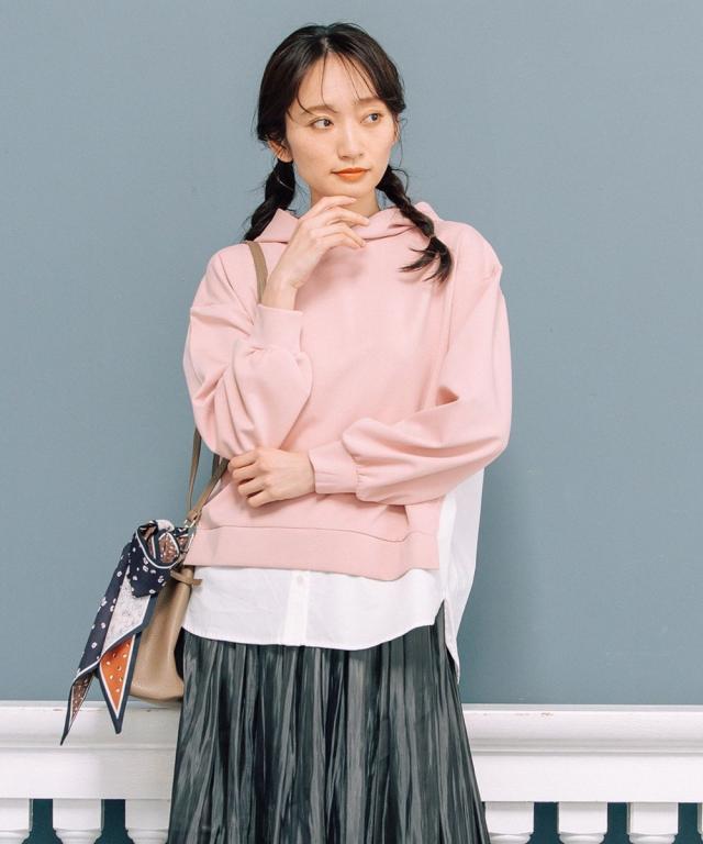 サブストリート（sab street）/【大きいサイズ】 21号(6L〜) FONTLAB 布帛コンビポンチパーカー