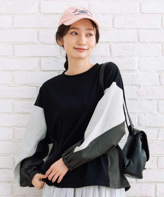 サブストリート（sab street）/【大きいサイズ】 21号(6L〜) FONTLAB 異素材カラーブロッキングスウェット