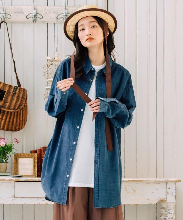 サブストリート（sab street）/【大きいサイズ】 9号・15号(M・3L) FONTLAB スーパーライトデニムシャツチュニック