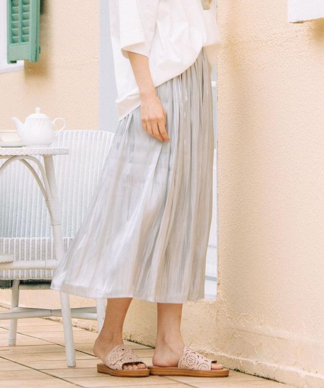 サブストリート（sab street）/【大きいサイズ】 9号・15号(M・3L) FONTLAB シャイニーサテンワッシャースカート