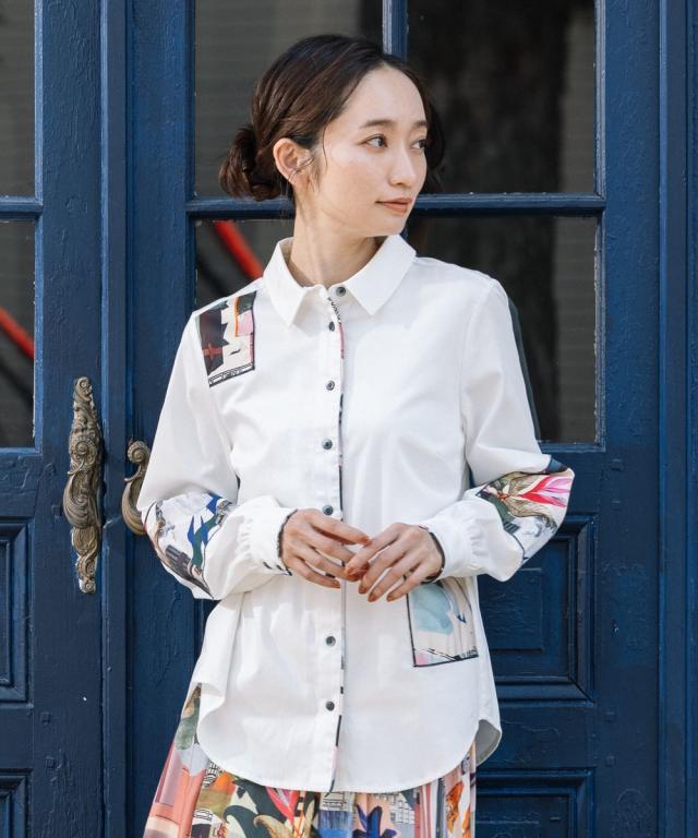 サブストリート（sab street）/【大きいサイズ】 15号(3L) NUMPH パッチワークホカンスプリントシャツ