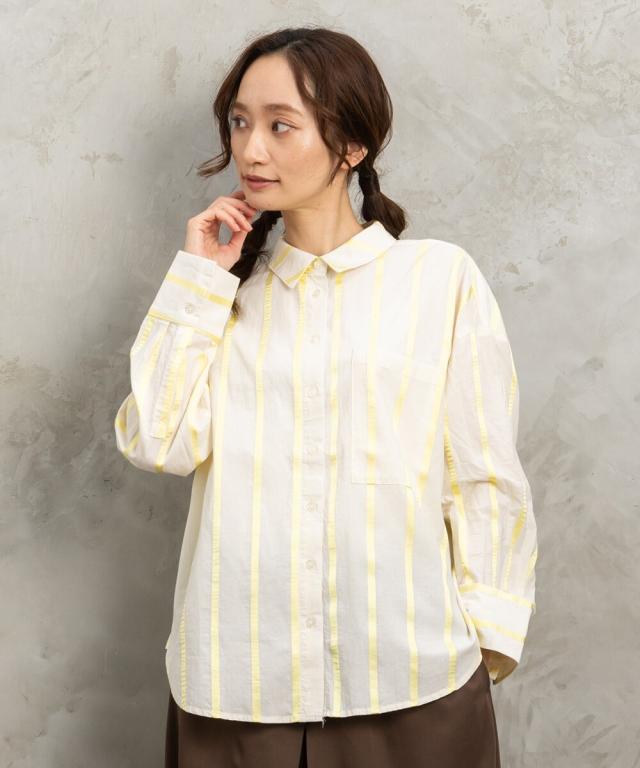 サブストリート（sab street）/【大きいサイズ】 15号(3L) CKS シャイニーグログランストライプシャツ