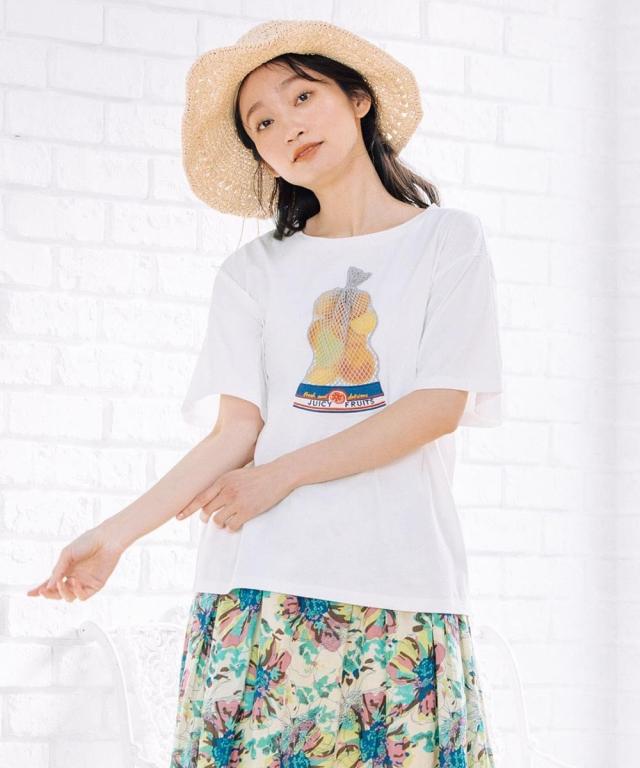 サブストリート（sab street）/【大きいサイズ】 9号・15号(M・3L) トロンプルイユフルーツTシャツ