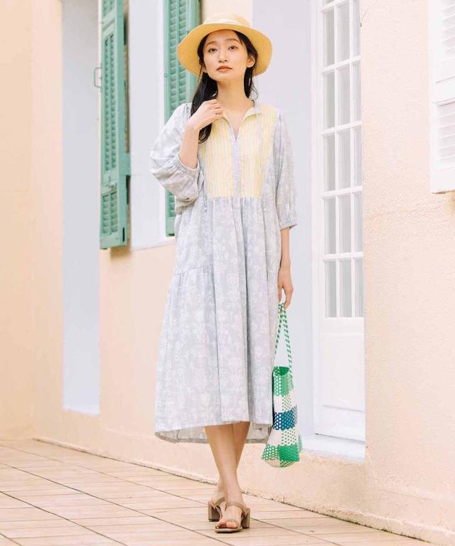 サブストリート（sab street）/【大きいサイズ】 21号(6L〜) コードコットンMIXプリントカフタンワンピース