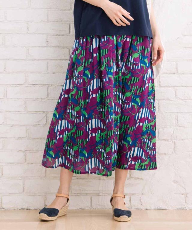 サブストリート（sab street）/【大きいサイズ】 21号(6L〜) INDESIGN ストライプ×バインプリントスカート