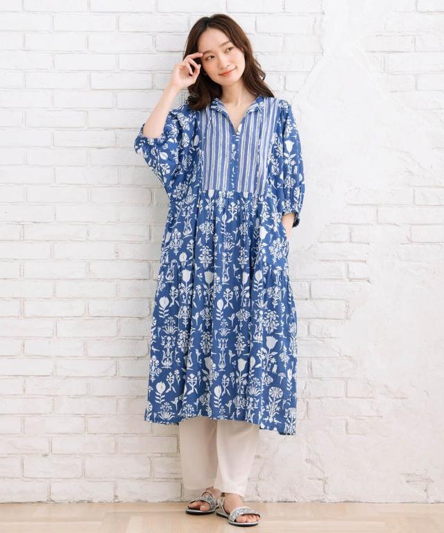 サブストリート（sab street）/【大きいサイズ】 15号(3L) コードコットンMIXプリントカフタンワンピース