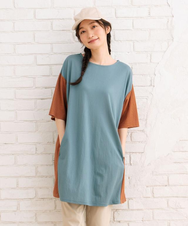 サブストリート（sab street）/21号(6L〜) 【接触冷感】バイカラーチュニック