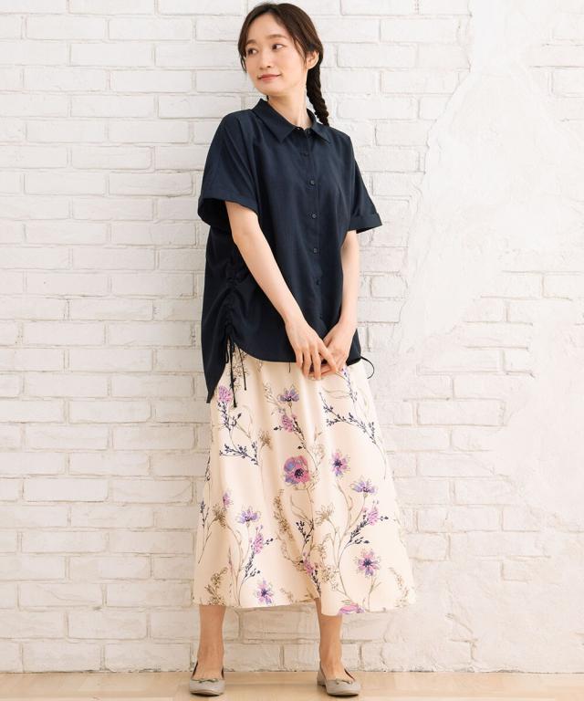 サブストリート（sab street）/15号(3L) リネンライクサイドドロストシャツ サブストリート（sab street）/15号(3L) リネンライクサイドドロスト