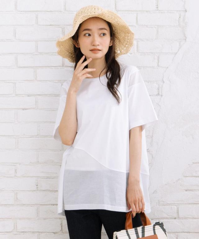 サブストリート（sab street）/21号(6L〜) FONTLAB 布帛イレヘムコンビシルク混カットソー