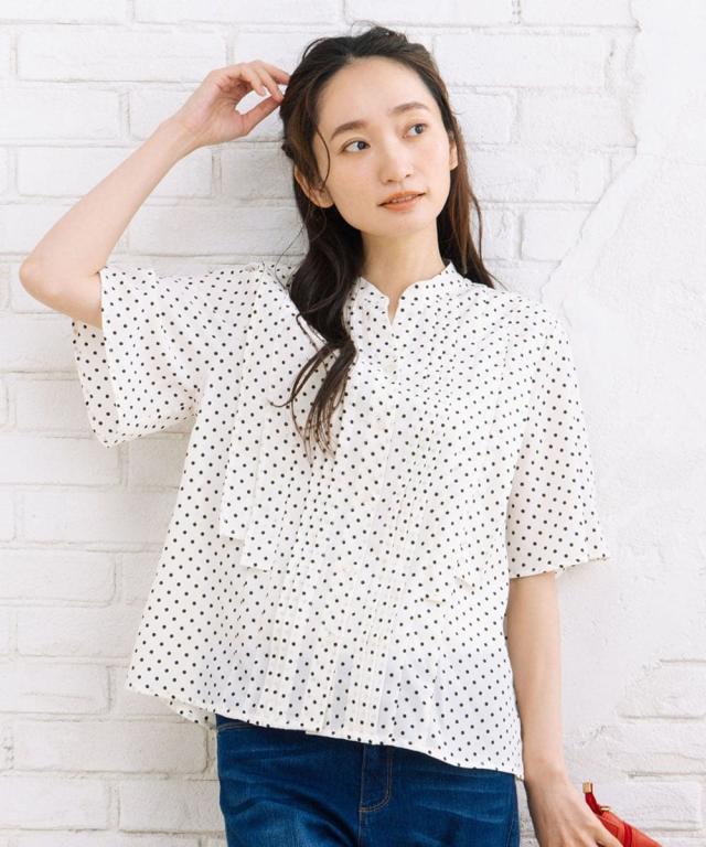 サブストリート（sab street）/21号(6L〜) FONTLAB タックジョーゼットドットブラウス