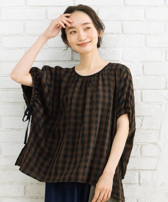 サブストリート（sab street）/【大きいサイズ】15号(3L) ヴィンテージギンガムジョーゼットブラウス