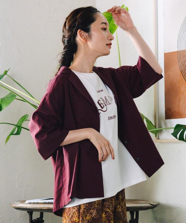 サブストリート（sab street）/【大きいサイズ】21号(6L〜) FONTLAB リネンブレンドハーフスリーブジャケット