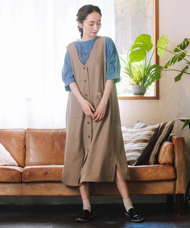 サブストリート（sab street）/【大きいサイズ】21号(6L〜) FONTLAB 2WAYジレ×ジャンパースカート