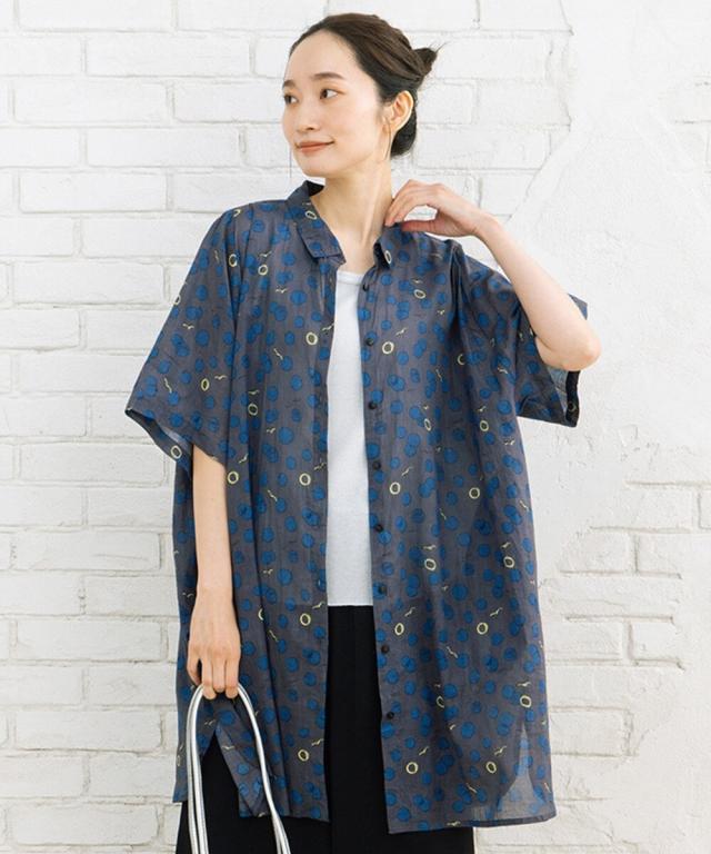 サブストリート（sab street）/【大きいサイズ】15号(3L) カモメ×水彩ドットプリントチュニック