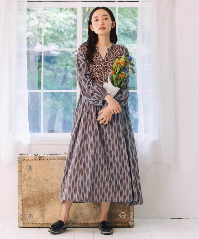 サブストリート（sab street）/【大きいサイズ】21号(6L〜) INDESIGN MIXプリントスキッパーワンピース