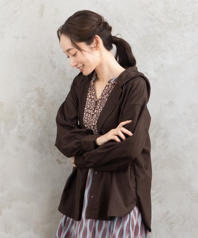 サブストリート（sab street）/【大きいサイズ】15号・19号 FONTLAB ウールライクフーディーブラウスブルゾン