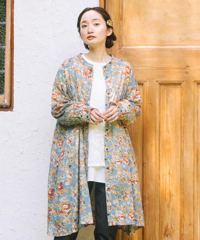 サブストリート（sab street）/【大きいサイズ】21号(6L〜) フラワープリントサイドギャザーチュニック