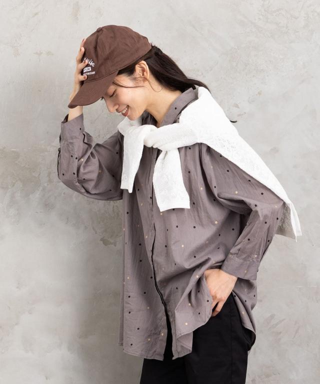 サブストリート（sab street）/【大きいサイズ】21号(6L〜) ホイルドットプリントシャツ