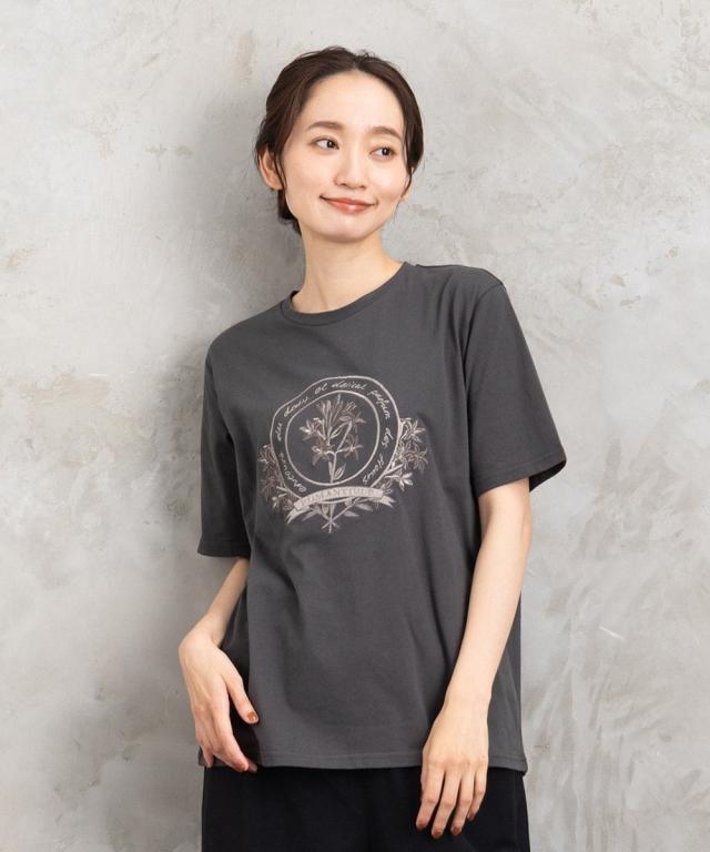 サブストリート（sab street）/【大きいサイズ】15号(3L) フラワーエンブレム刺繍Tシャツ