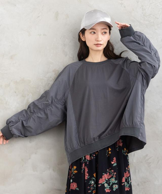 サブストリート（sab street）/【大きいサイズ】15号(3L) FONTLAB ナイロンタフタコンビプルオーバー