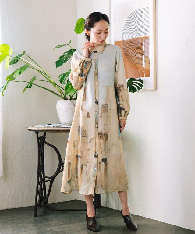 サブストリート（sab street）/【大きいサイズ】15号(3L) INDESIGN シティスケープコラージュプリントワンピース