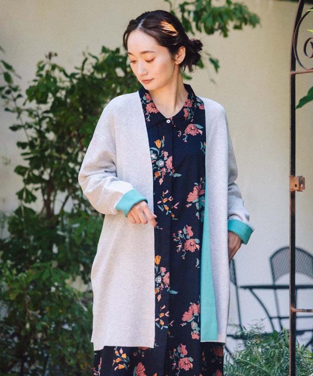 サブストリート（sab street）/【大きいサイズ】21号(6L〜) FONTLAB Wフェイス配色コーディガン