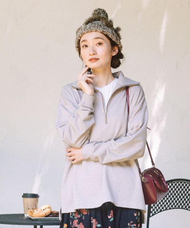 サブストリート（sab street）/【大きいサイズ】FONTLAB ラメ裏毛ハーフジップスウェット