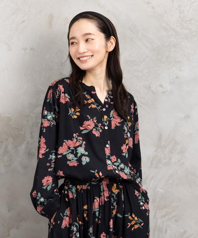 サブストリート（sab street）/【大きいサイズ】21号(6L〜) INDESIGN フラワーブーケプリントブラウス