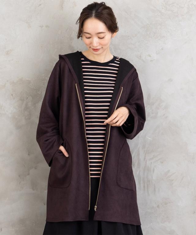 サブストリート（sab street）/【大きいサイズ】【sabstreet bis】【web限定】フェイクスェードZIPコート