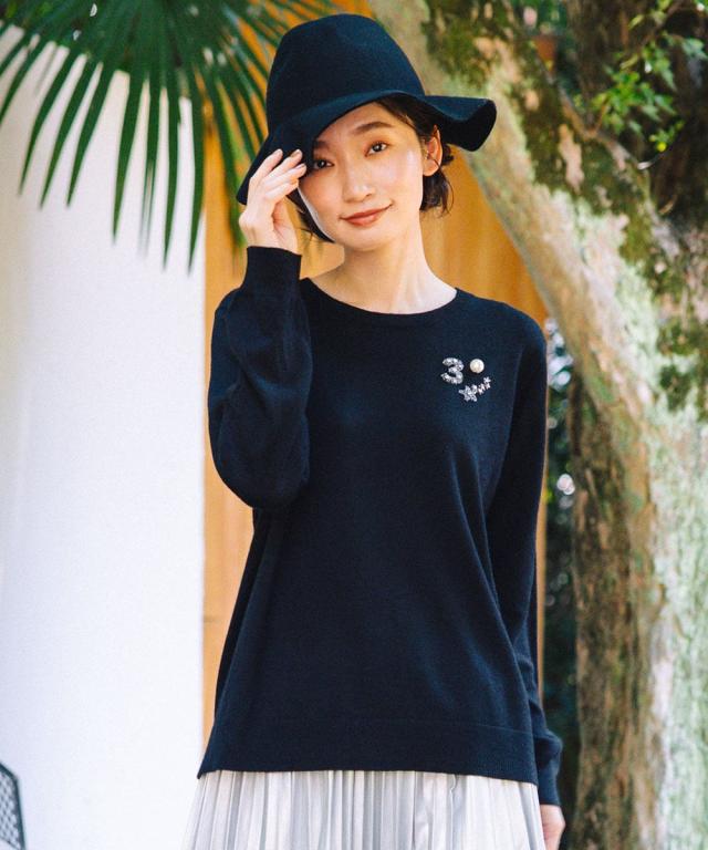 サブストリート（sab street）/【大きいサイズ】21号(6L〜) (ロジーク) [30th]ビジューブローチライクニット