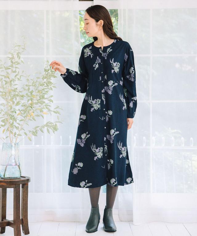 サブストリート（sab street）/【大きいサイズ】INDESIGN フラワープリントピンタックワンピース