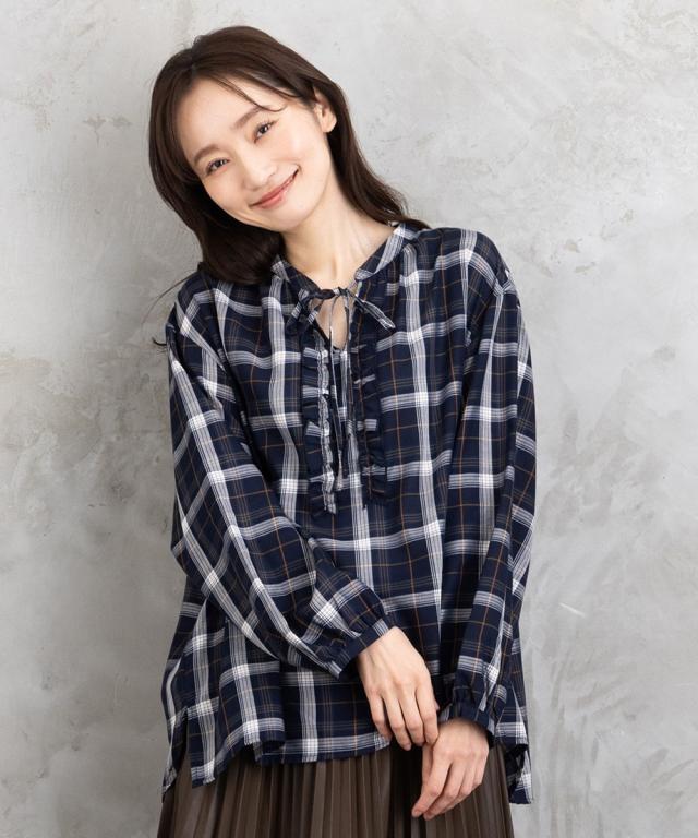 サブストリート（sab street）/【大きいサイズ】【sabstreet bis】【web限定】 アソートチェックフリルラインブラウス