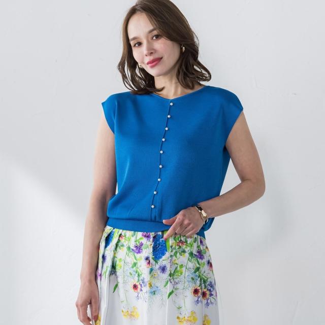 【NEW】ビアッジョブルー（Viaggio blu）/ルシンダバックパールニット≪手洗い可能≫