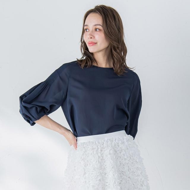 ビアッジョブルー（Viaggio blu）/ドライシアーピンタックブラウス≪洗濯機で洗える≫