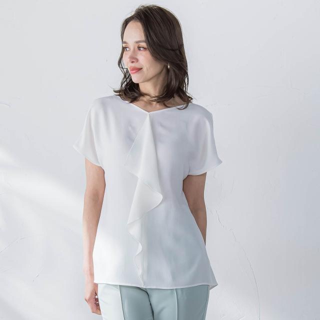 ビアッジョブルー（Viaggio blu）/【新色追加】接触冷感前後2WAYストレッチブラウス≪洗濯機で洗える≫