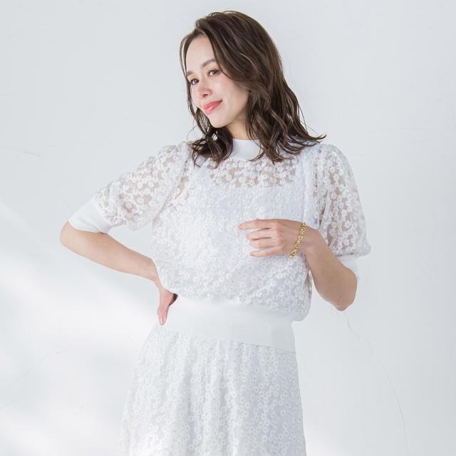 ビアッジョブルー（Viaggio blu）/フラワーチュールドッキングニット≪手洗い可能≫