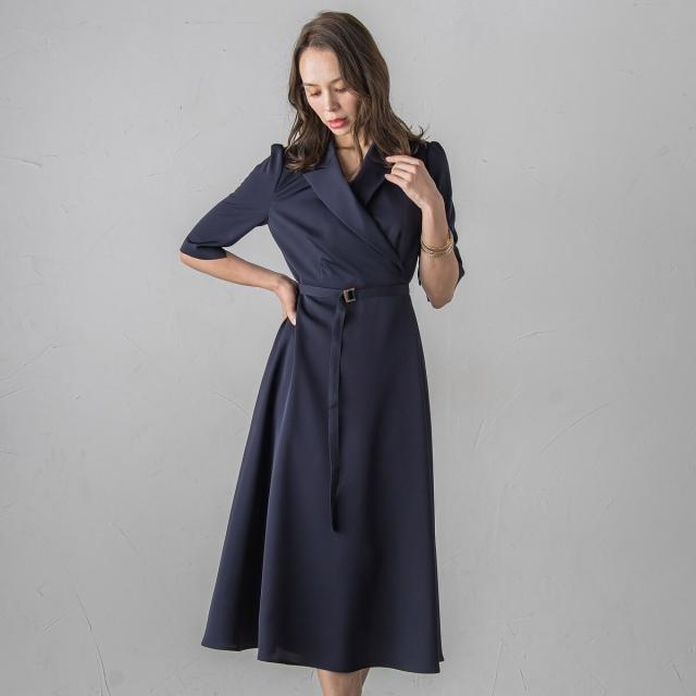 ビアッジョブルー（Viaggio blu）/トリアセテートストレッチツイルワンピース