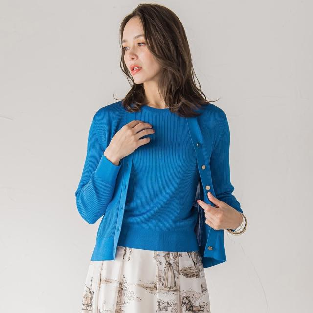 ビアッジョブルー（Viaggio blu）/LUCINDAリブカーディガン≪手洗い可能≫