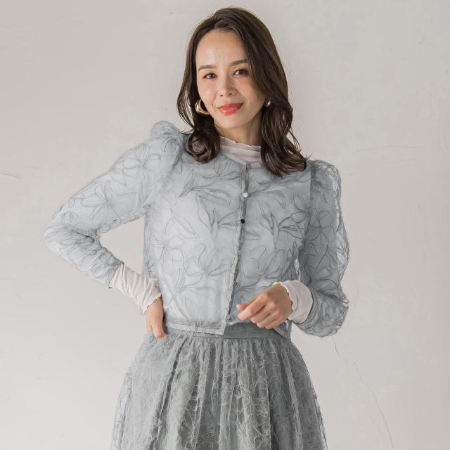 ビアッジョブルー（Viaggio blu）/フェザーフラワージャケット≪洗濯機で洗える≫