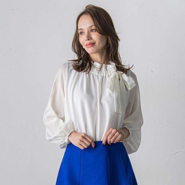 ビアッジョブルー（Viaggio blu）/サイドリボンカットソー≪洗濯機で洗える≫