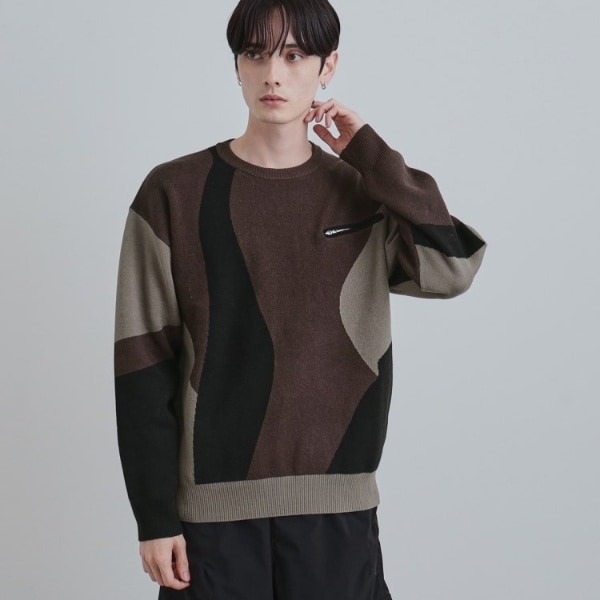 ティーケー タケオキクチ（tk．TAKEO KIKUCHI）/カラースキーム胸ZIPニット