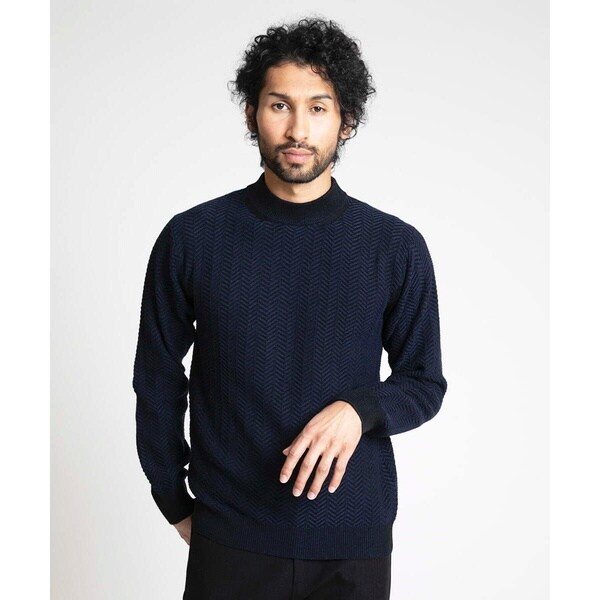 ミッシェルクランオム（MICHEL  HOMME）/ヘリンボンモックネックニット